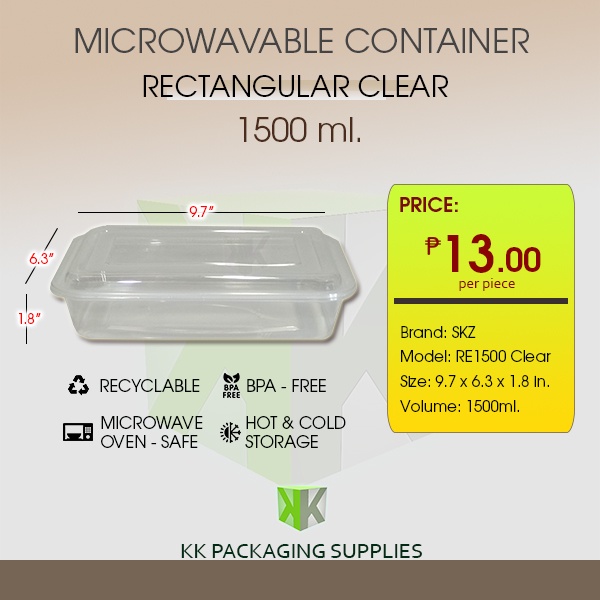 Rectangular Microwavable Container 1500ml. | Shopee Philippines