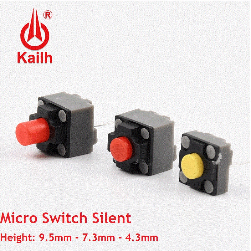 TOMBOL Kailah Micro Switch MouseSilent - 2 Pin Click Button 4.3mm 7.3mm ...