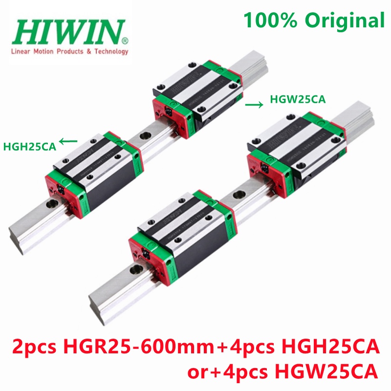 100% Original HIWIN 2pcs linear guide rail HGR25 -600mm + 4pcs HIWIN HGH25CA Or + 4pcs HGW25CA ...