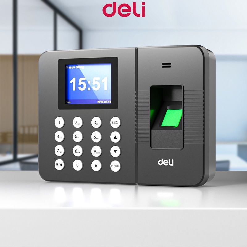 Deli Fingerprint Attendance Machine Fingerprint Recognition 2.4'TFT Screen Biometric Scanner ...
