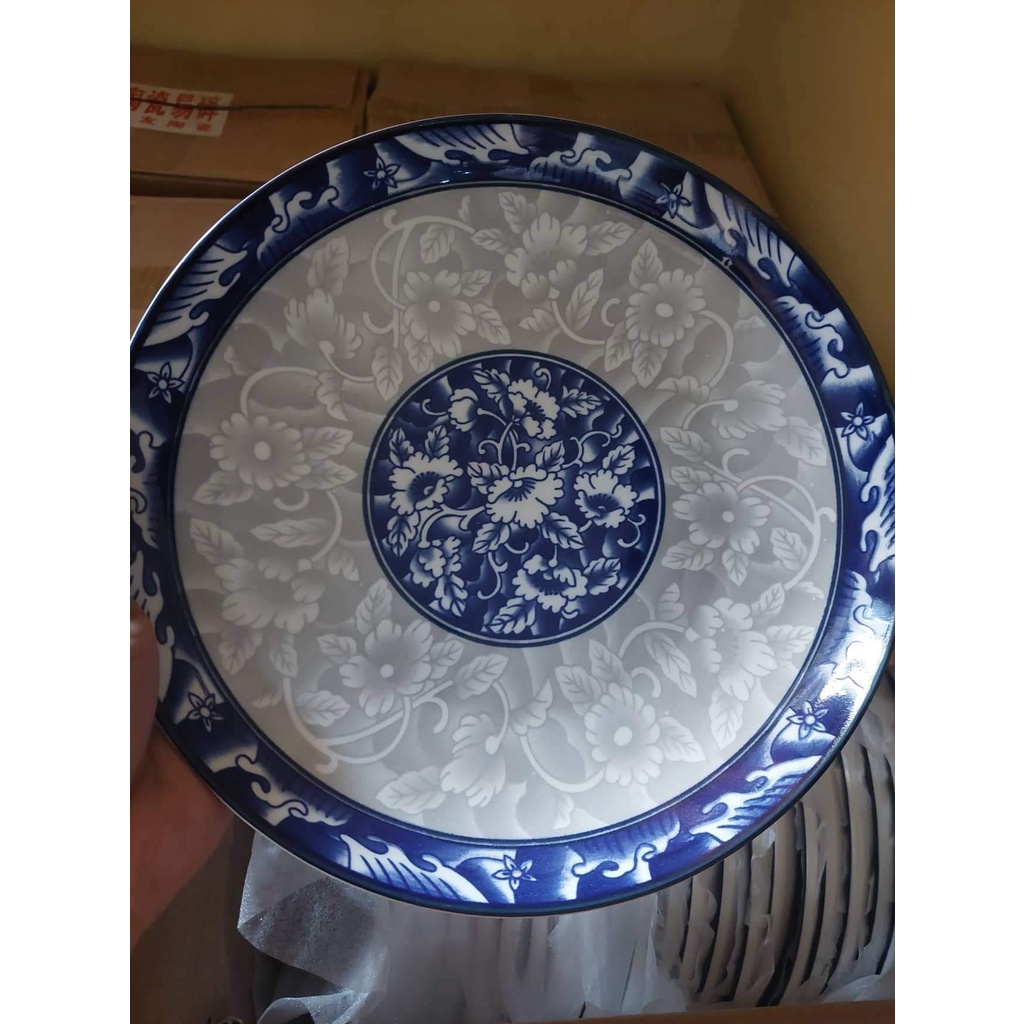 10 inch Large Size Ceramic Plate Blue and White Pattern | Shopee ...