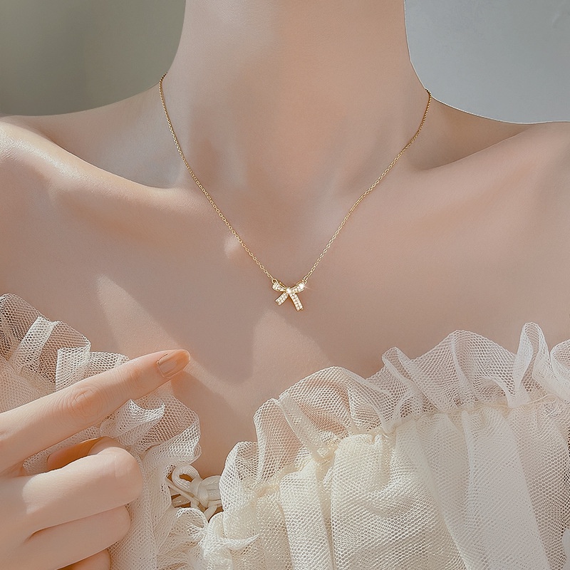 2022 Trendy Fine Gold Color bowknot Rhinestone Chain Pendant Necklace ... 2022 Trendy Fine Gold Color bowknot Rhinestone Chain Pendant Necklace ...