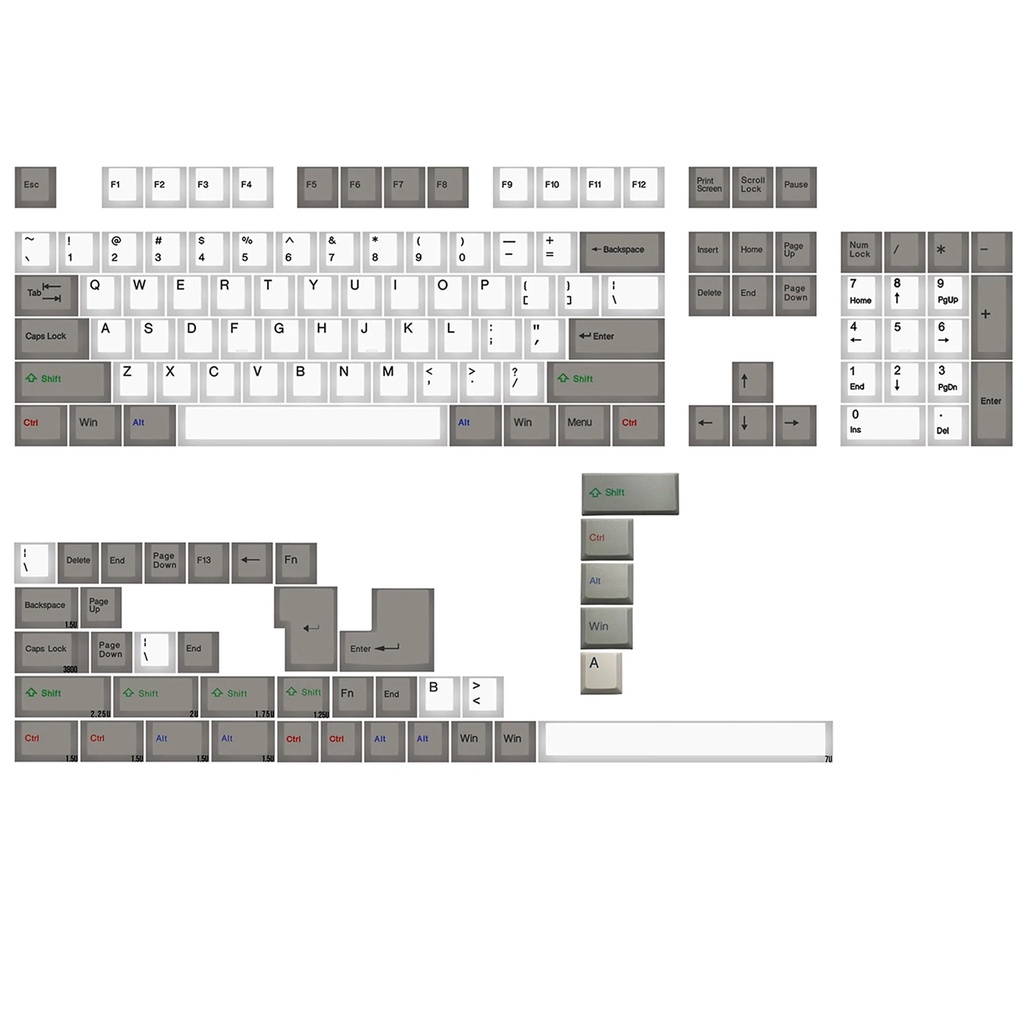 TAIHAO ALPS ABS VINTAGE WHITE GREY DOUBLESHOTS KEYCAP FOR DIY GAMING ...