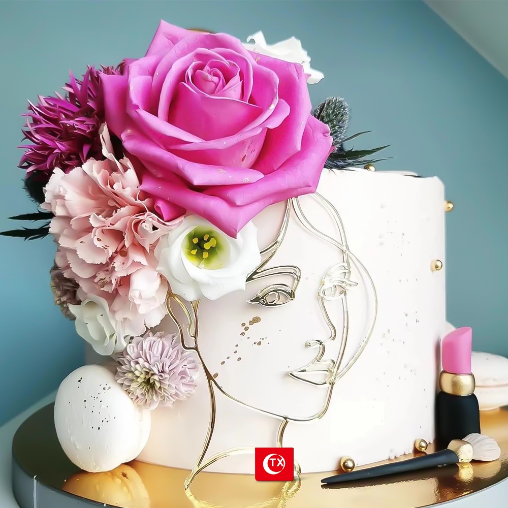 Minimalist acrylic/contoured face girl birthday wedding cake decoration ...