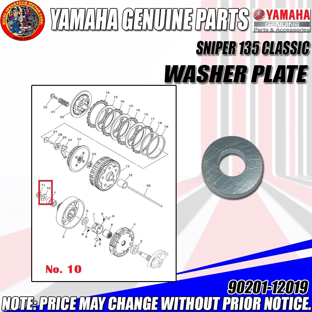 SNIPER 135 CLASSIC WASHER PLATE (YGP) (Genuine: 90201-12019) | Shopee ...