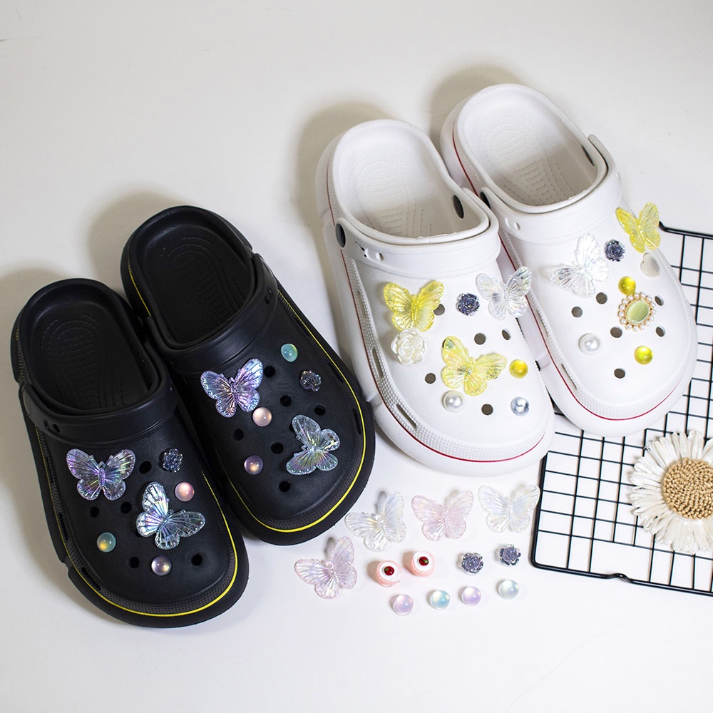 Crocs Jibbitz Crystal Butterfly Set DIY Shoes Charm Button | Shopee ...