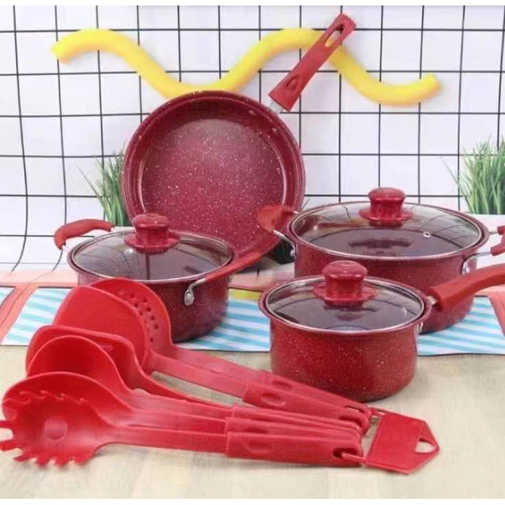 COD New colors 13Pcs Kitchenware Cookware Set Non-Stick/Soup Pot/Fry ...