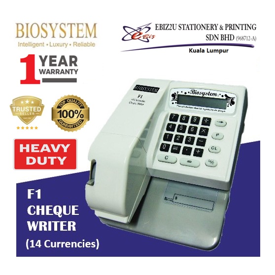 Biosystem F1 CHEQUE WRITER 14 Currencies (cheque printing machine ...