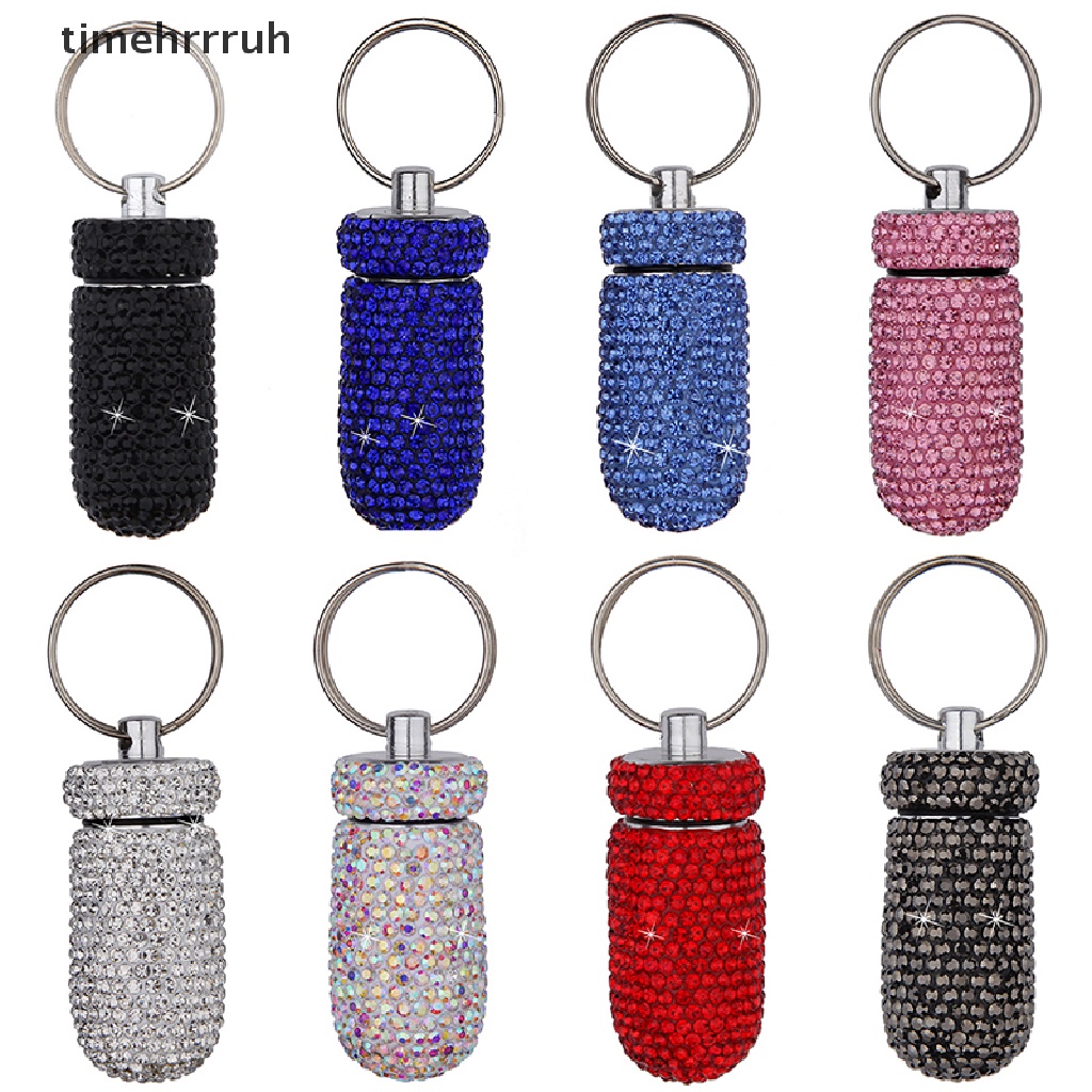 time 1Pcs Medicine Pill Case Organizer Outdoor Waterproof Rhinestone ...