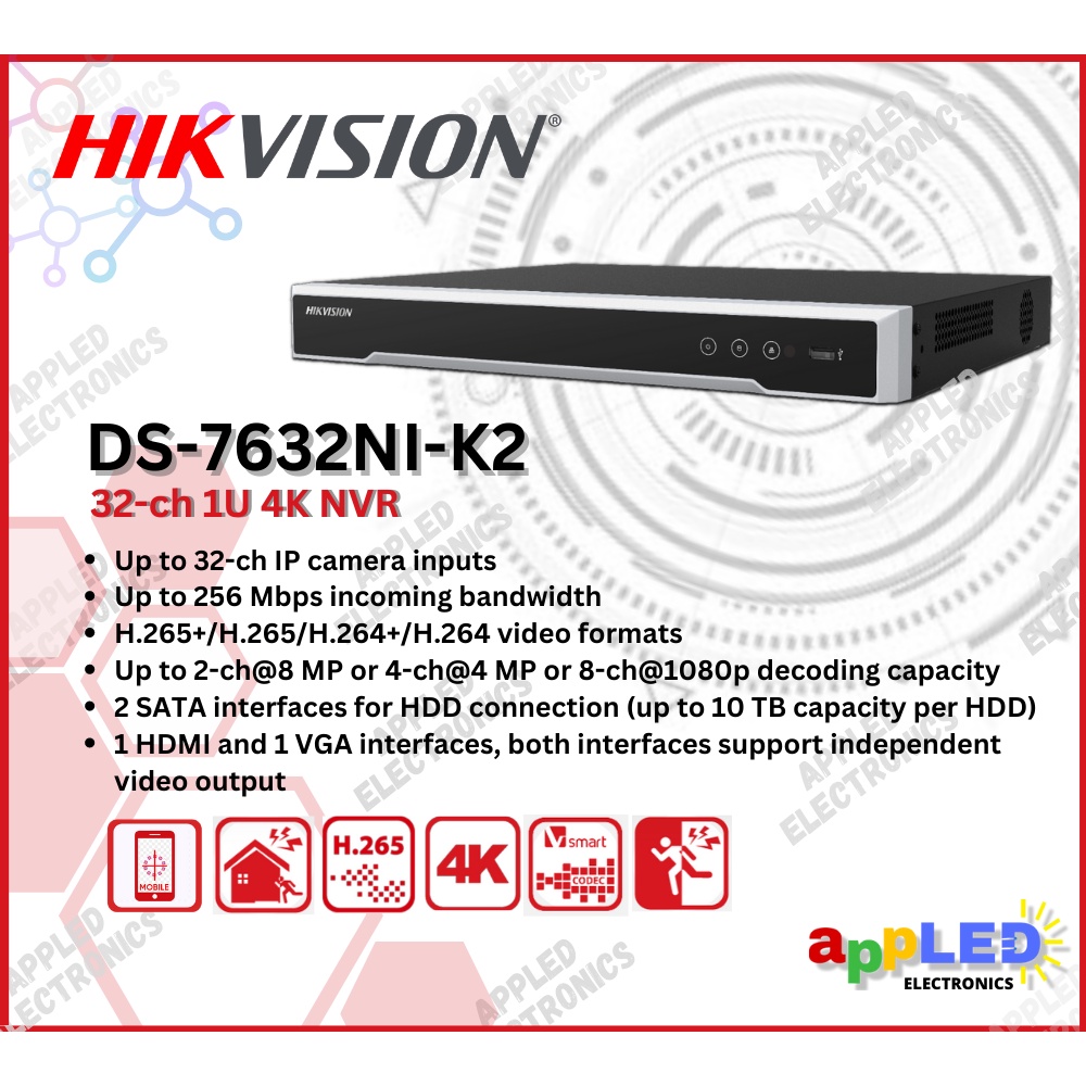 Hikvision DS-7632NI-K2 32-ch 1U 4K NVR | Shopee Philippines