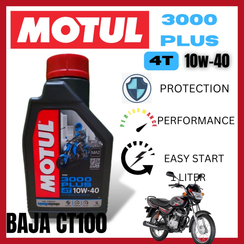 ORIGINAL MOTUL 3000 PLUS 4T 10W-40 FOR BAJA CT100 | 4-STROKE MOTOR OIL | 1 LITER | COD | Shopee ...