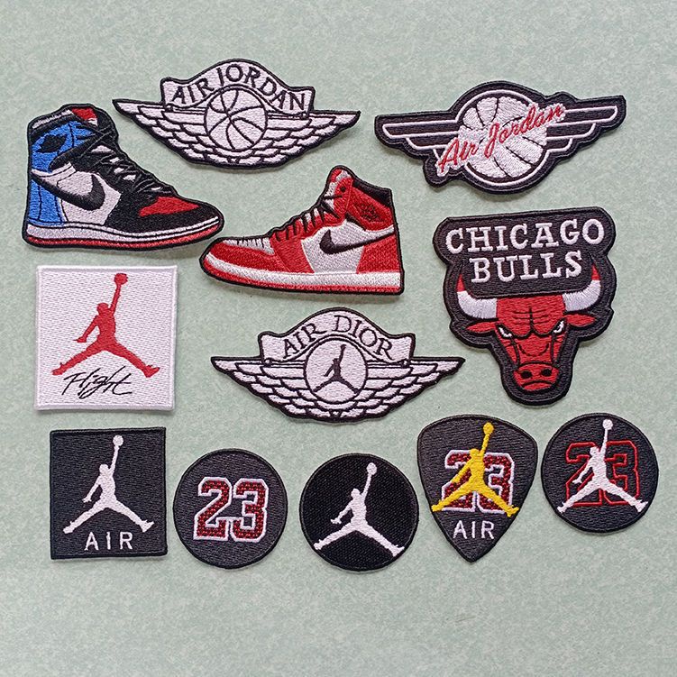 Embroidered NBA Basketball Cloth Sticker Bulls No. 23 AJ Airman logo ...
