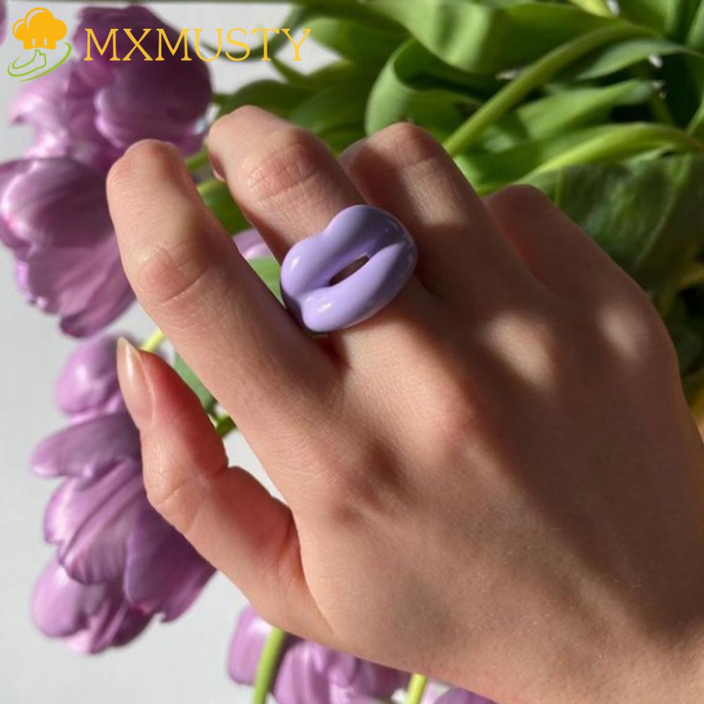 MXMUSTY Transparent Finger Ring Vintage Lips Resin Rings New Geometric ...