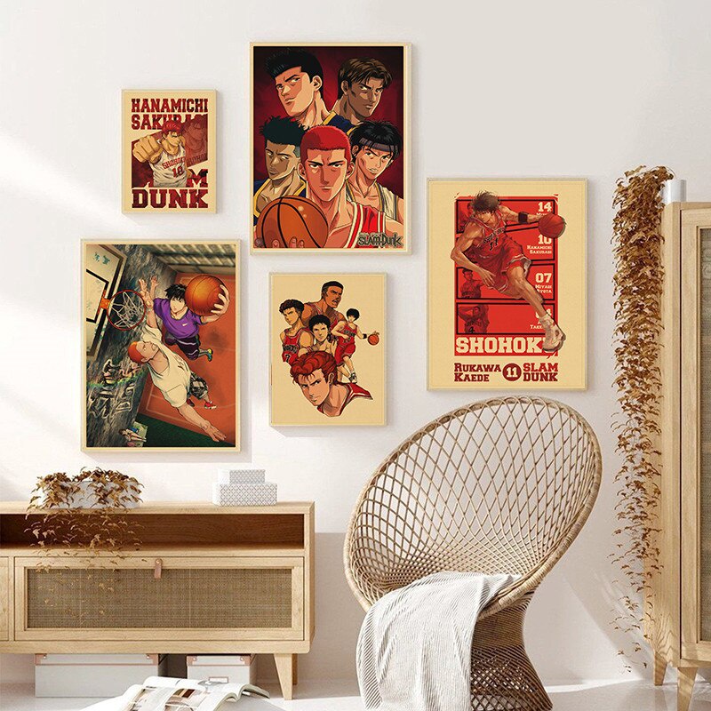 Japanese Cartoon Comic Anime SLAM Dunk Kraft Paper Wall Stickers Bar ...
