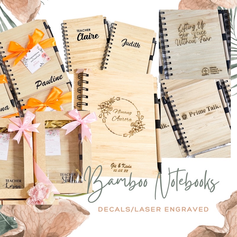 EcoYouPH Bamboo Notebook with pen personalized with customized name ...