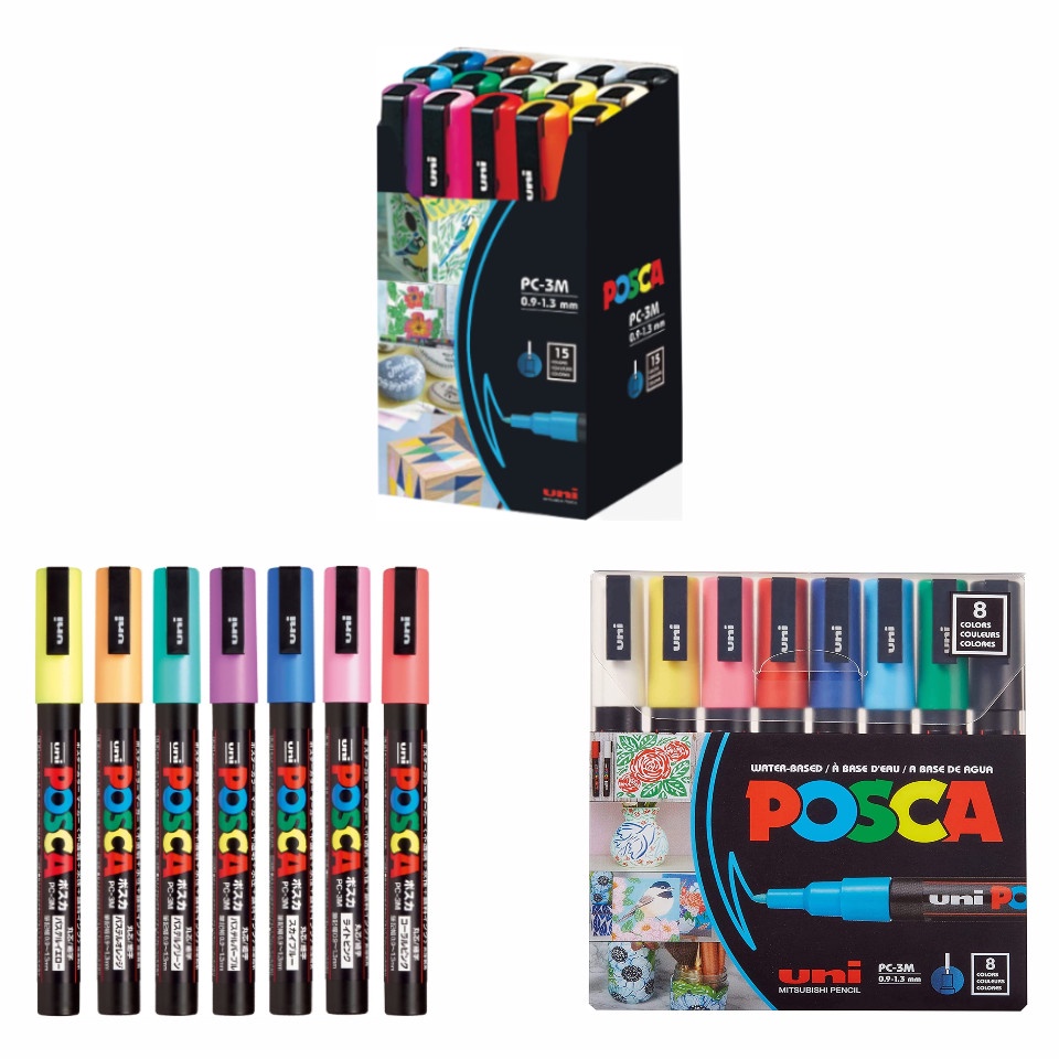 Japan uni POSCA Paint Marker Pen set Fine Point PC-3M 7,8,15 color set ...