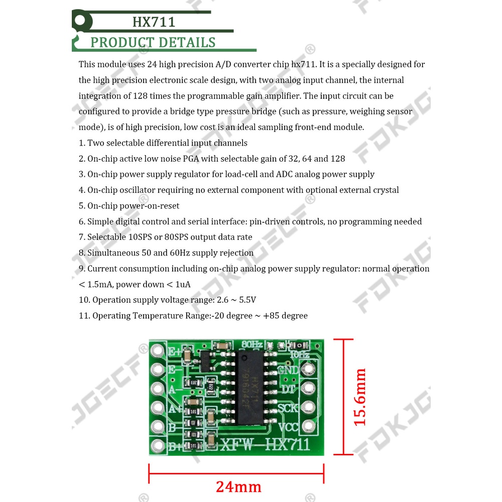 Load Cell 1KG 5KG 10KG 20KG HX711 AD Module Weight Sensor Electronic ...
