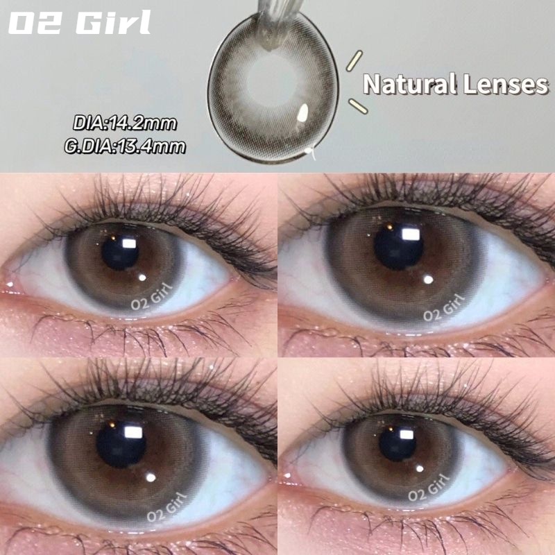 (COD) Graded(0~-8.00) Natural Lenses Brown Grey Colored Contact lens ...
