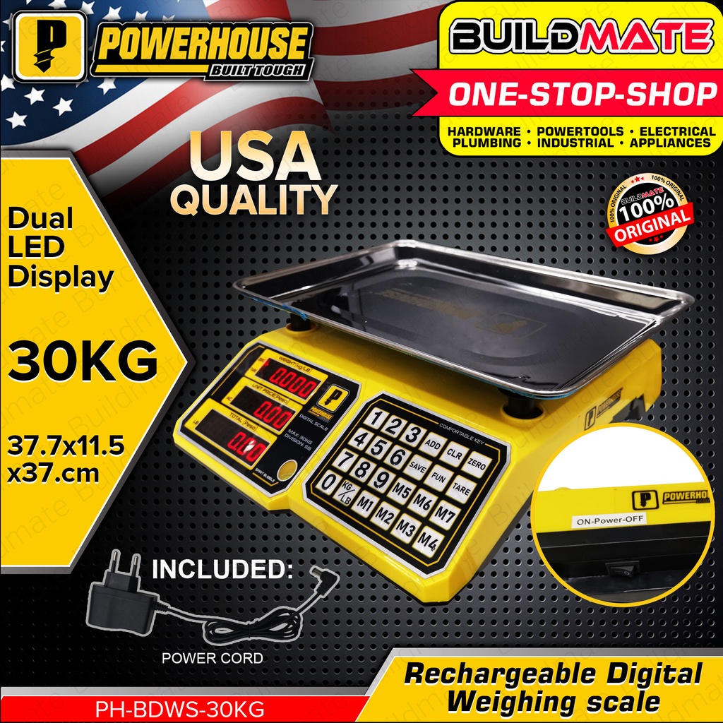 POWERHOUSE Rechargeable Table Bench Digital Weighing Scale 30kg / 5g PH ...