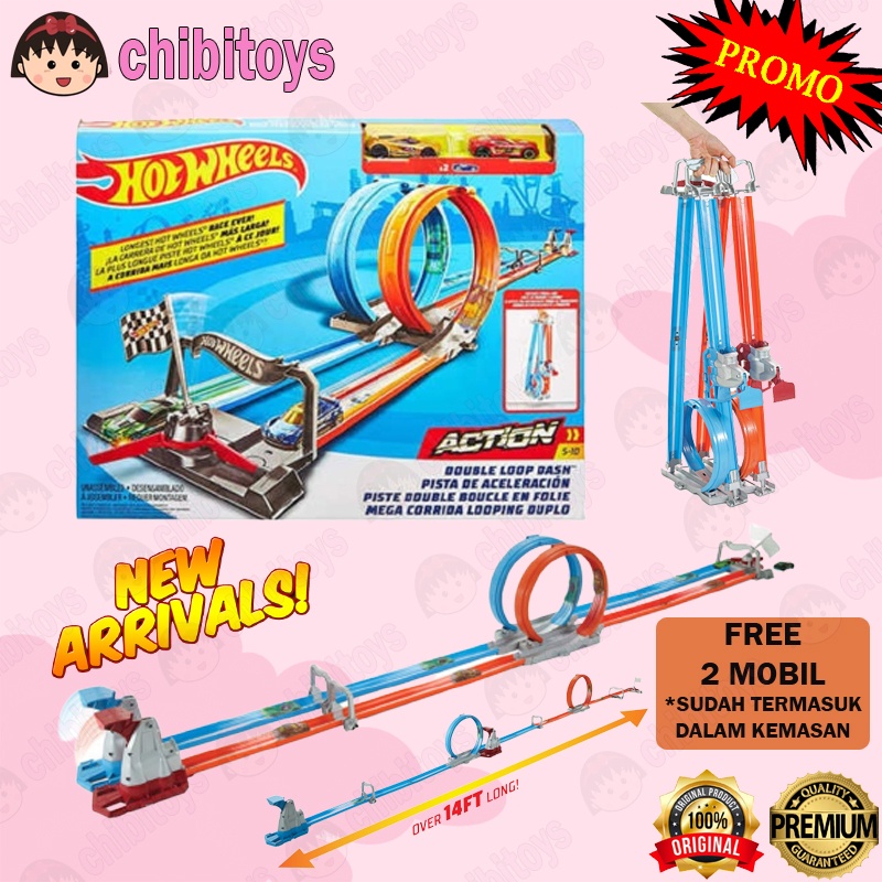 HOTWHEELS DOUBLE LOOP DASH TRACK SET - TRACK CITY BUILDER DOWNTOWN PLAY ...