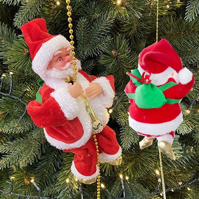 【COD】Santa Claus Christmas Decoration Music Electric Hanging Velvet Toy ...