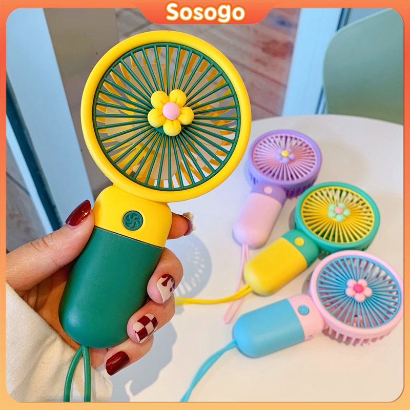 Mini Electric Fan Student Portable Candy-colored Small Fans ...