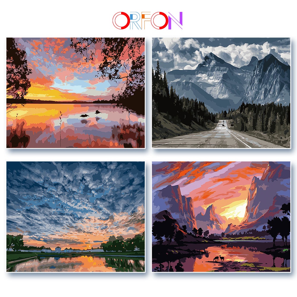 【ORFON】Paint by numbers 40*50cm DIY frame Manual coloring Healing Scenery Decompression Hand ...
