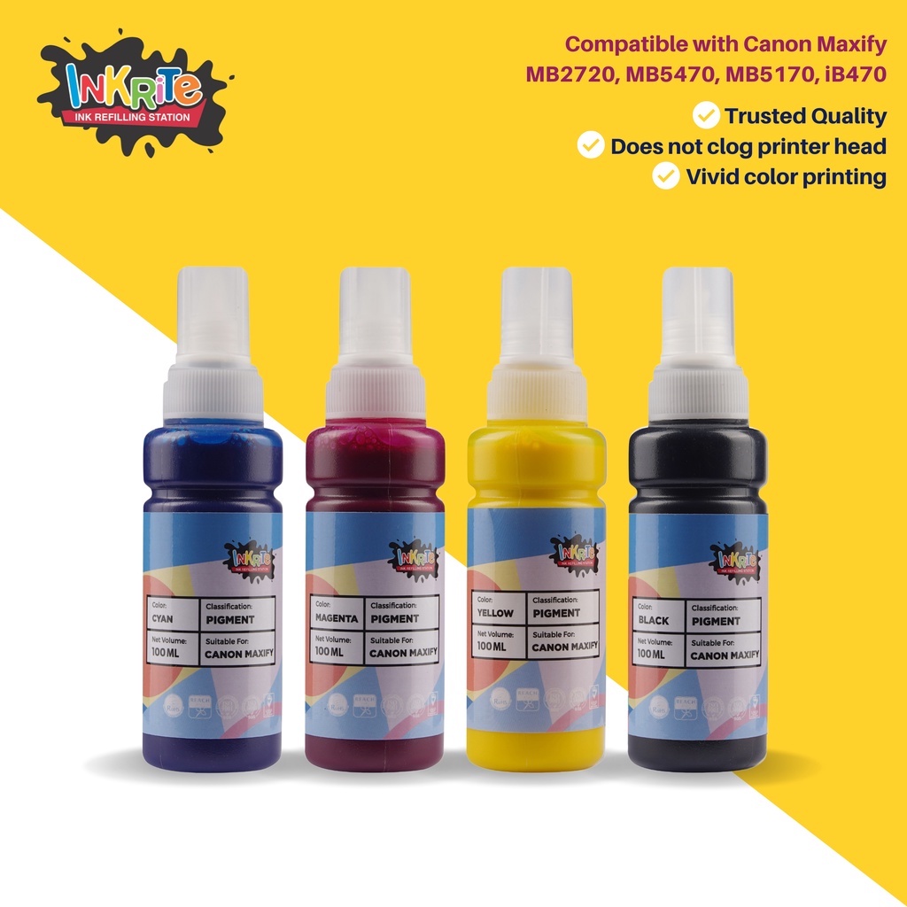 Inkrite Pigment Ink for Canon Maxify MB2720 MB5470 MB5170 iB470, 100 ml ...