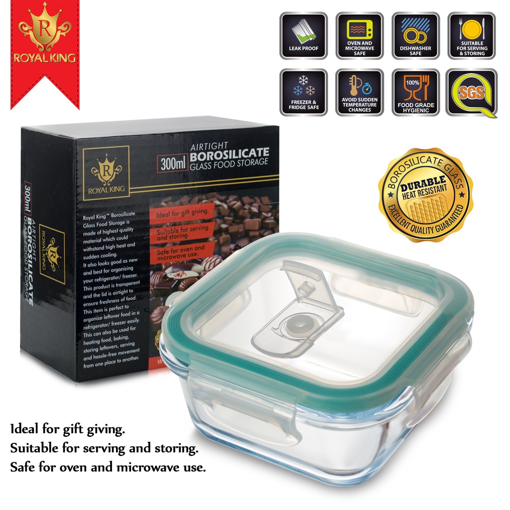 Royal King Square Airtight Durable & Heat Resistant Borosilicate Glass ...
