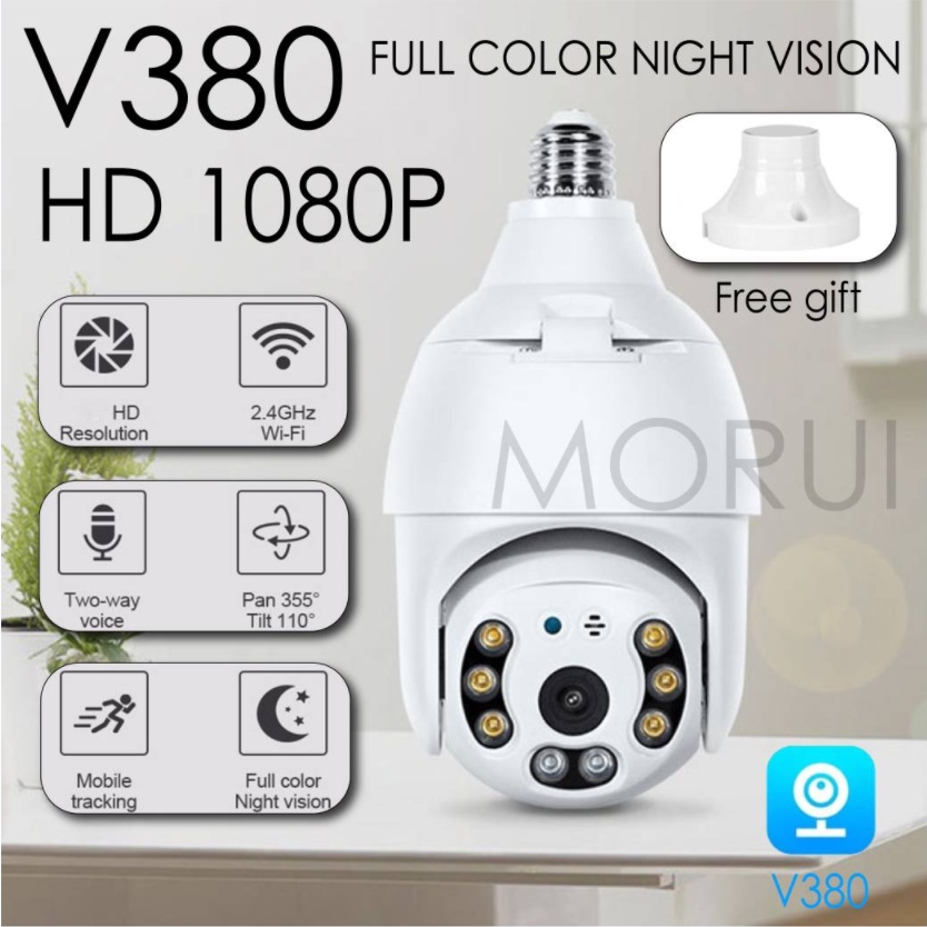 V380 PRO HD J8 1080P Indoor cctv Auto Tracking Bulb Shaped Wireless ...