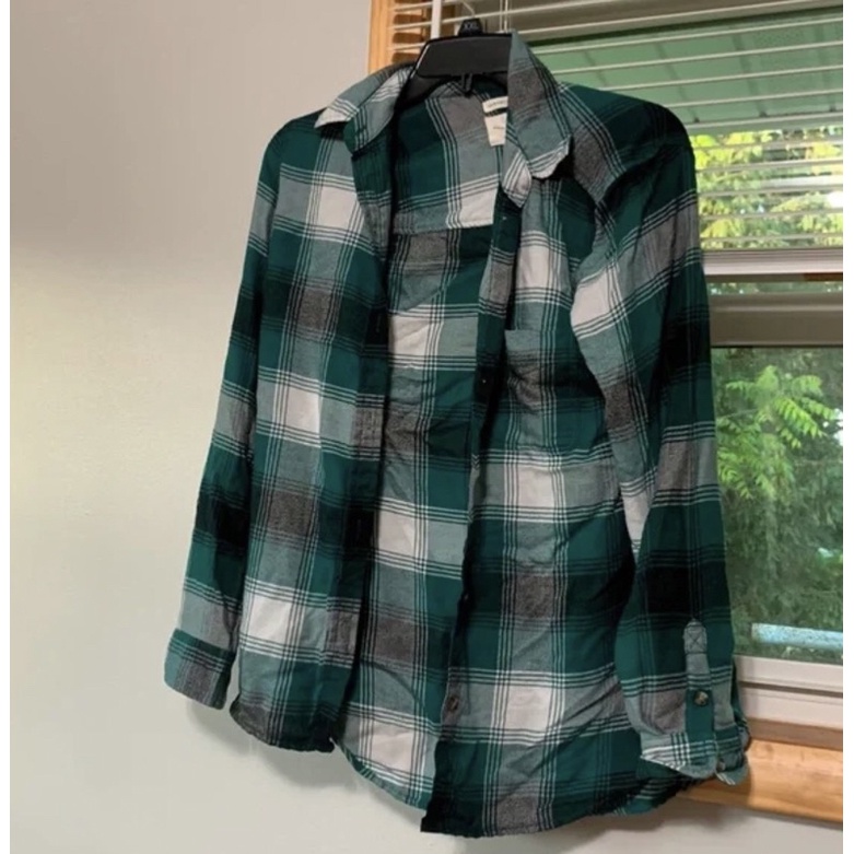 Green Boyfriend fit Flannel American Eagle-M | Shopee Philippines
