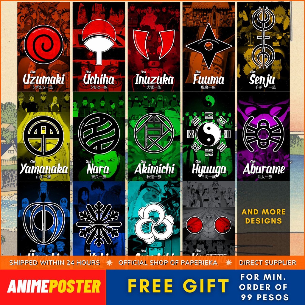 Naruto - Clan Banner Edition : Official Anime Poster / Stickers ...