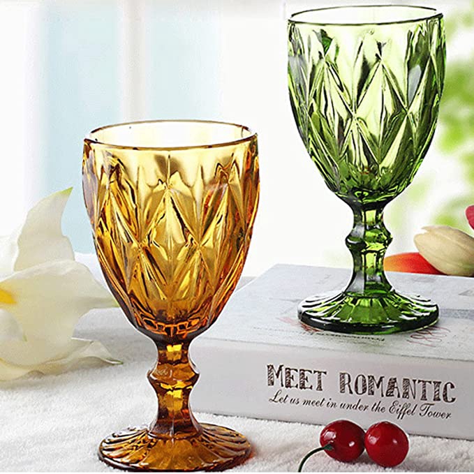 ROBO.PH Crystal Wine Glass Diamond Cut Goblet Water Glassware 350ml ...