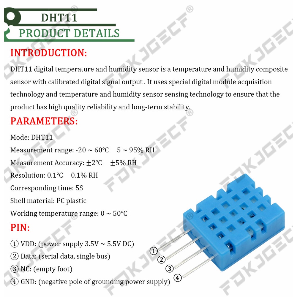 DHT11 DHT-11 Digital Temperature and Humidity Temperature Sensor for ...