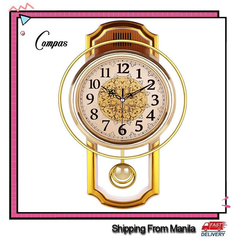 16 inch European retro swing wall clock living room simple fashion mute ...