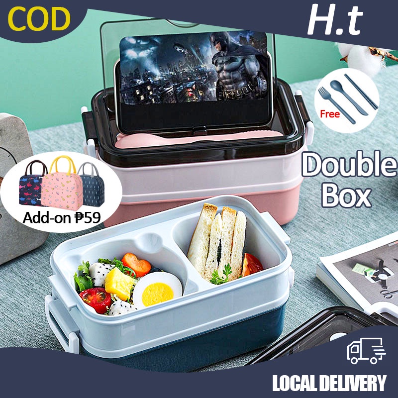 COD Double-layer Bento Box Leakproof Lunch Boxes With Lunch Bags ...
