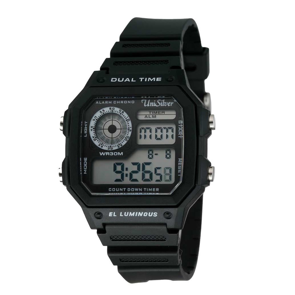 UniSilver TIME Men's Digital Black Rubber KW4062-1002 Watch | Shopee ...