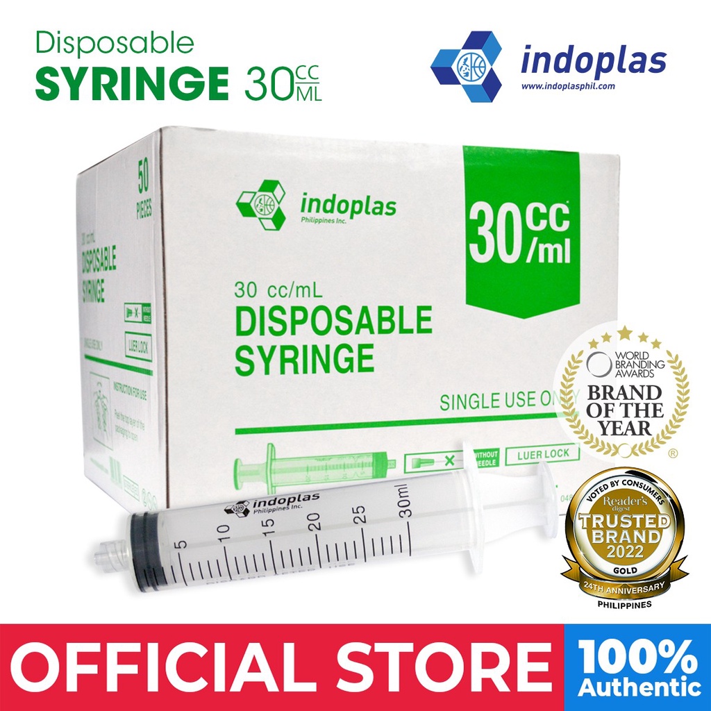 Indoplas 30cc Disposable Syringe w/o Needle Box of 50 | Shopee Philippines