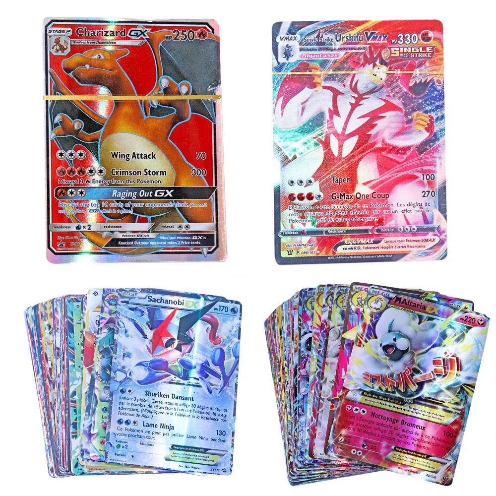 20pc French/english Version Pokemon Cards V Gx Mega Tag Team Ex Game ...