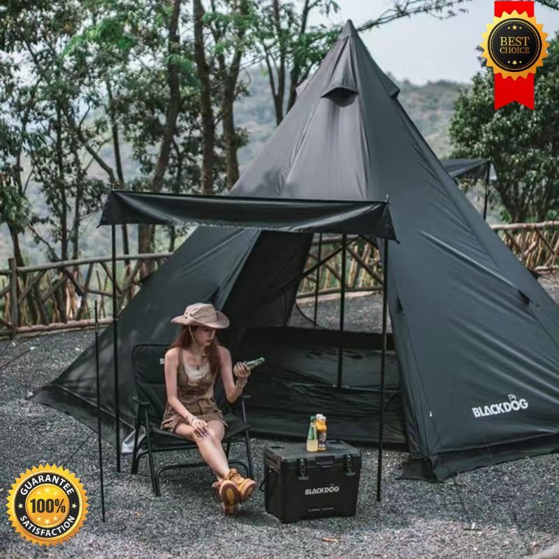 BLACKDOG Hexagon Pyramid Tent Black Camp Pyramid Khemah Camping Outdoor ...