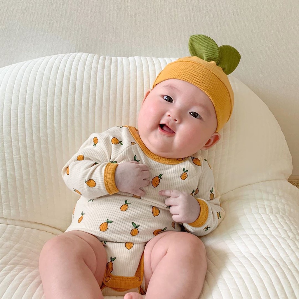 Spring Autumn Newborn Clothes Baby Boy Unisex Lemon Long Sleeve Romper ...