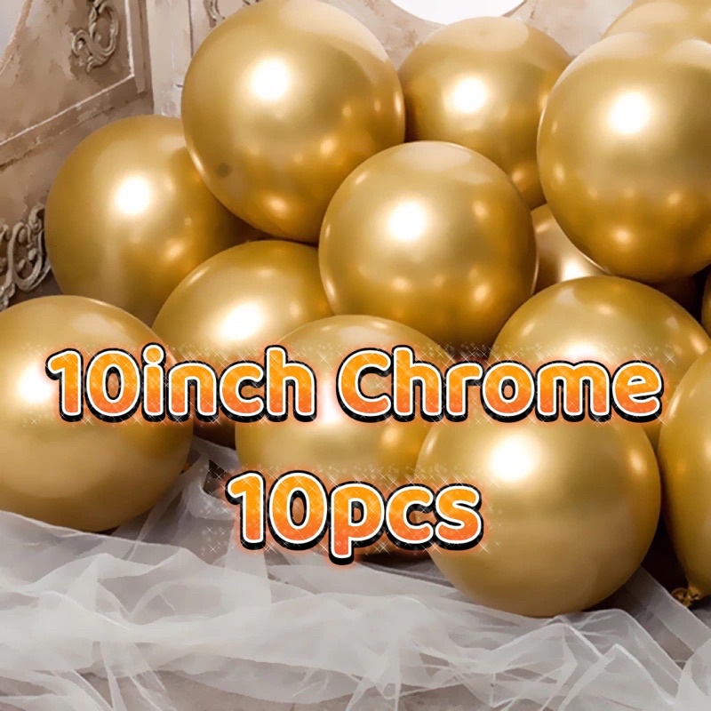 10pcs 10 inches Chrome Shiny Metallic Balloons Birthday Wedding Party ...