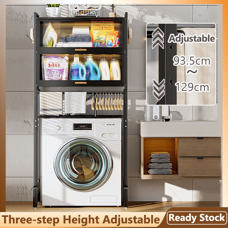 Washing machine rack organizer laundry basket shelf bathroom detergent ...