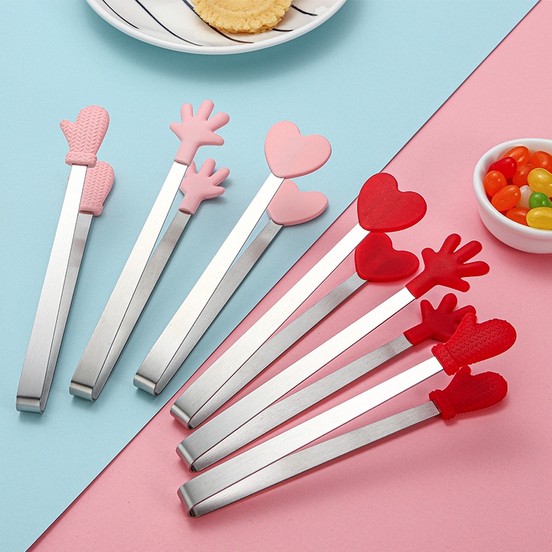 Creative Small Palm Silicone Food Tongs Ice Candy Kitchen Stainless ...