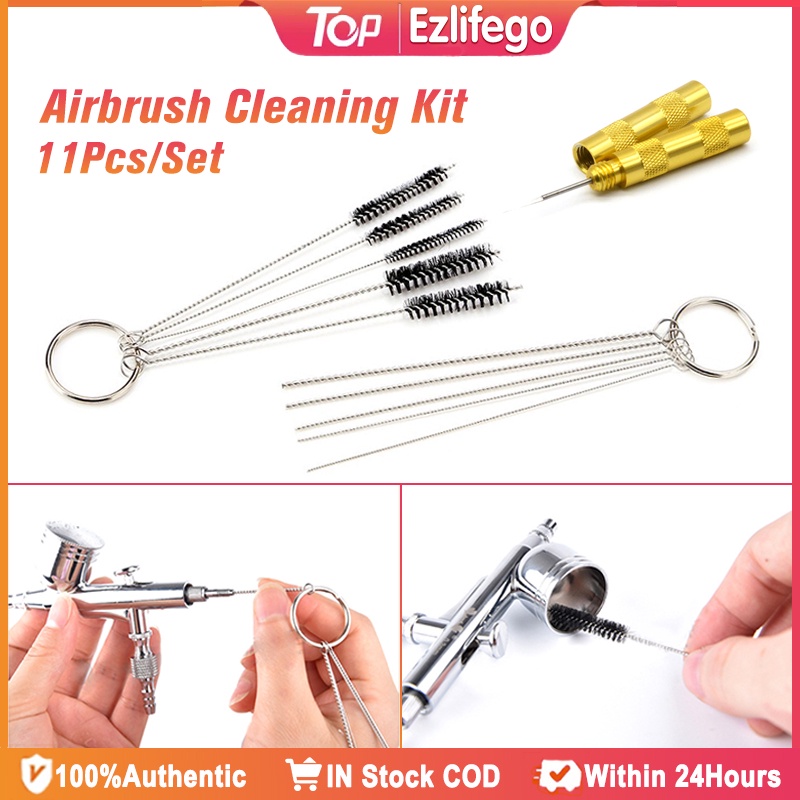 11Pcs/Set Airbrush Cleaning Tools Kit Stainless Steel Needle Brush Set ...