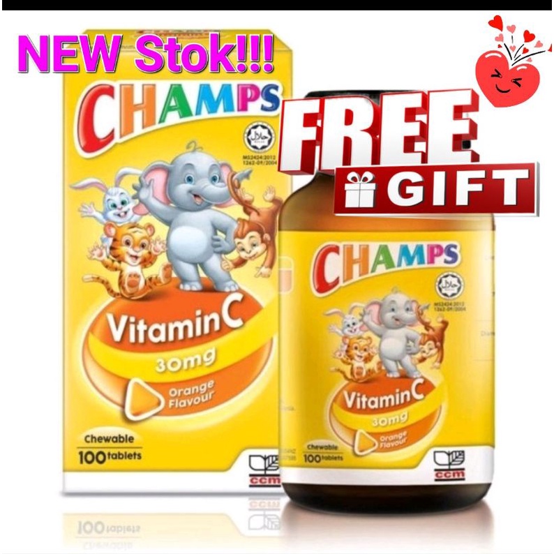 CHAMPS VITAMIN C KIDS CHILDREN ORANGE CHEWABLE 100tablets (Boost ...