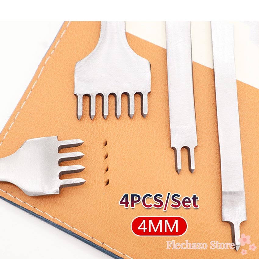 4Pcs/set Leather Chisel Hole Punches Stitching Punch Tool 4MM 1-2-4-6 ...