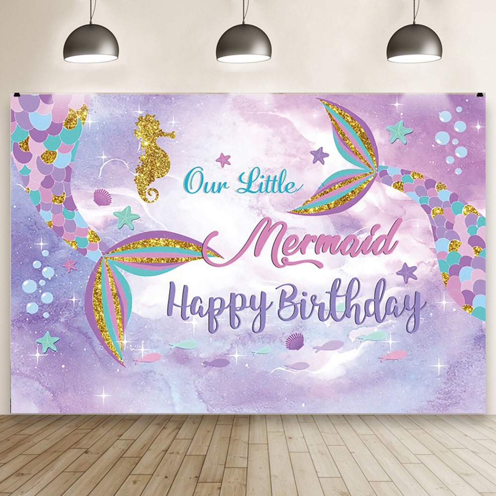 Mermaid Theme Party Backdrop Cloth for kids girl Birthday Party ...