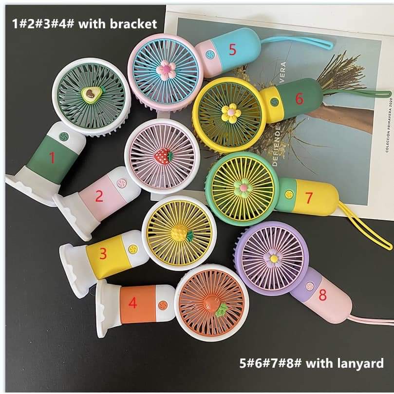 Small flower fruit mini fan USB charging portable handheld mute big ...