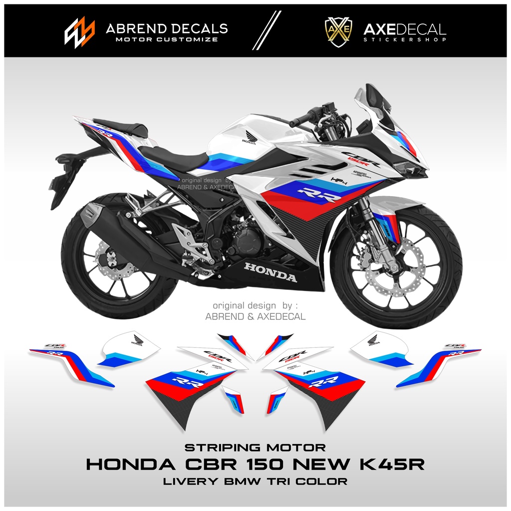 Striping CBR 150 New 2021 K45R BMW Tri Color Racing / New Honda CBR ...